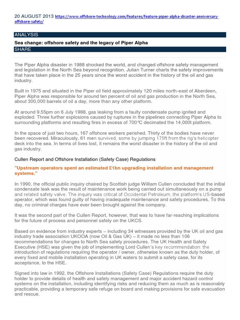 Piper Alpha | PDF | Safety | Nature