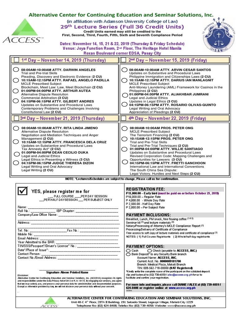 ACCESS MCLE 29th Lecture Series | PDF | Justice | Crime & Violence