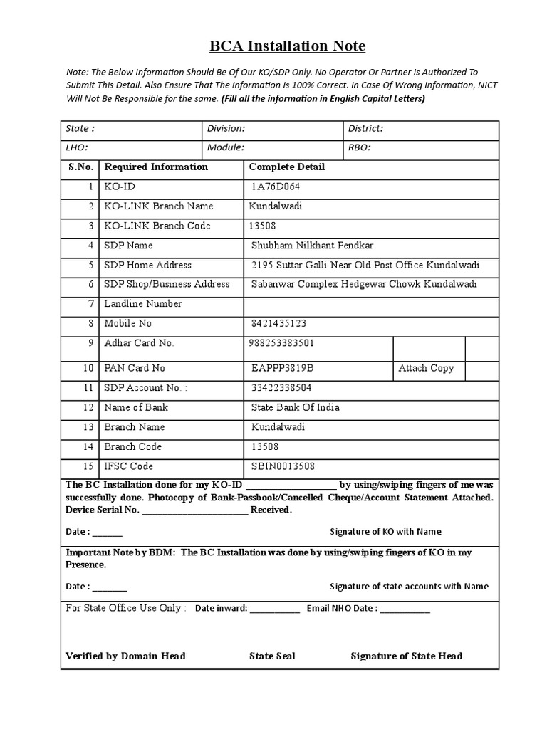 BCA Installation Instructions | PDF