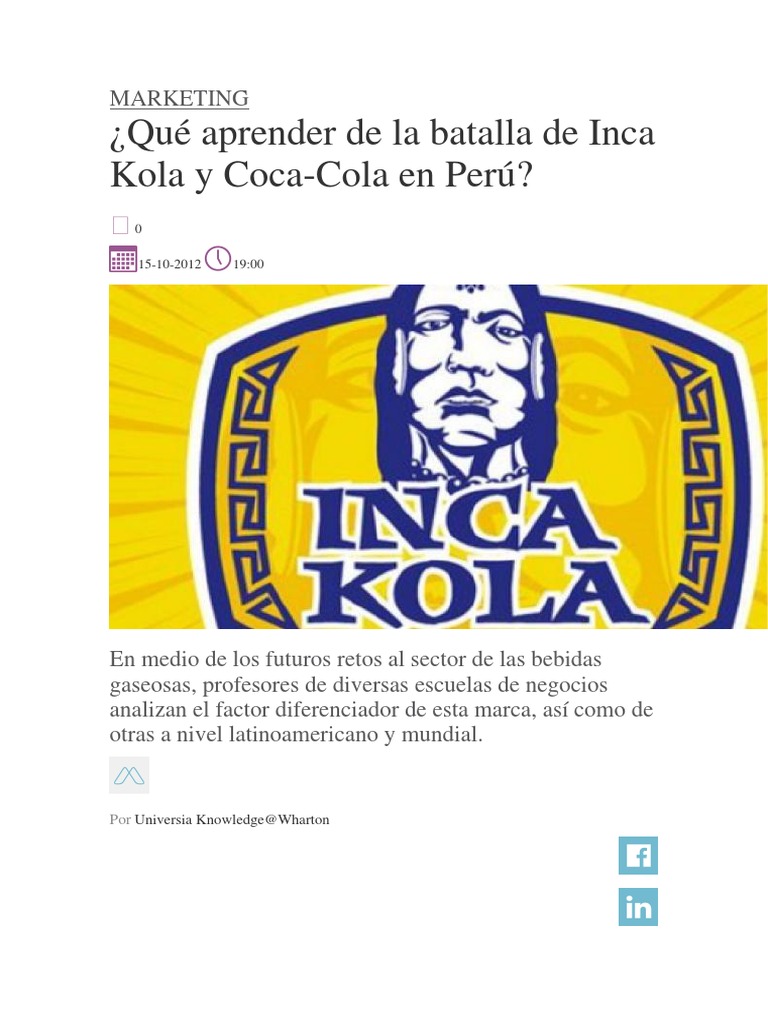 Marketing Inca Kola | PDF | Refresco | Perú