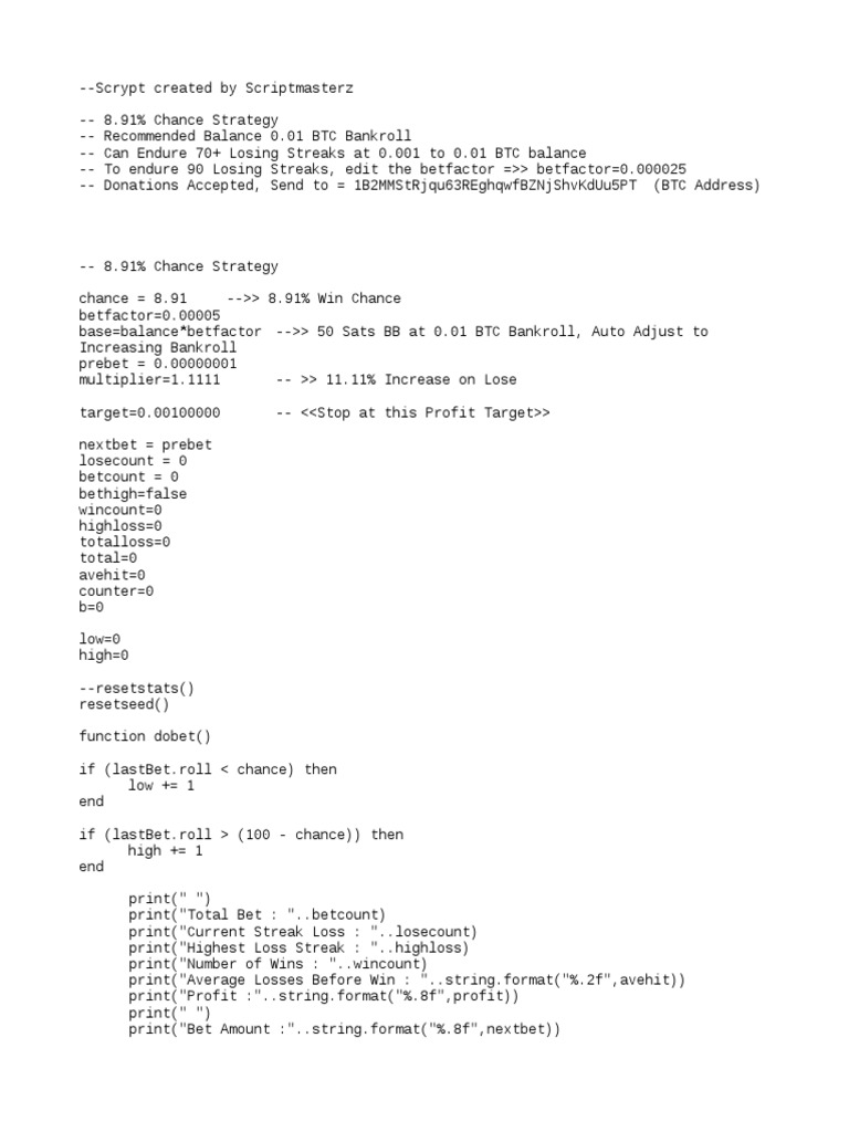 Bitsler Dicebot Script 2017 | PDF
