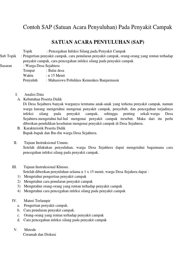 Contoh SAP Campak | PDF