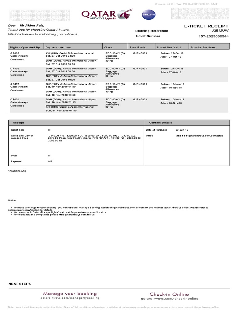 E-Ticket Receipt: MR Akber Faiz | PDF | Airlines | Service Industries