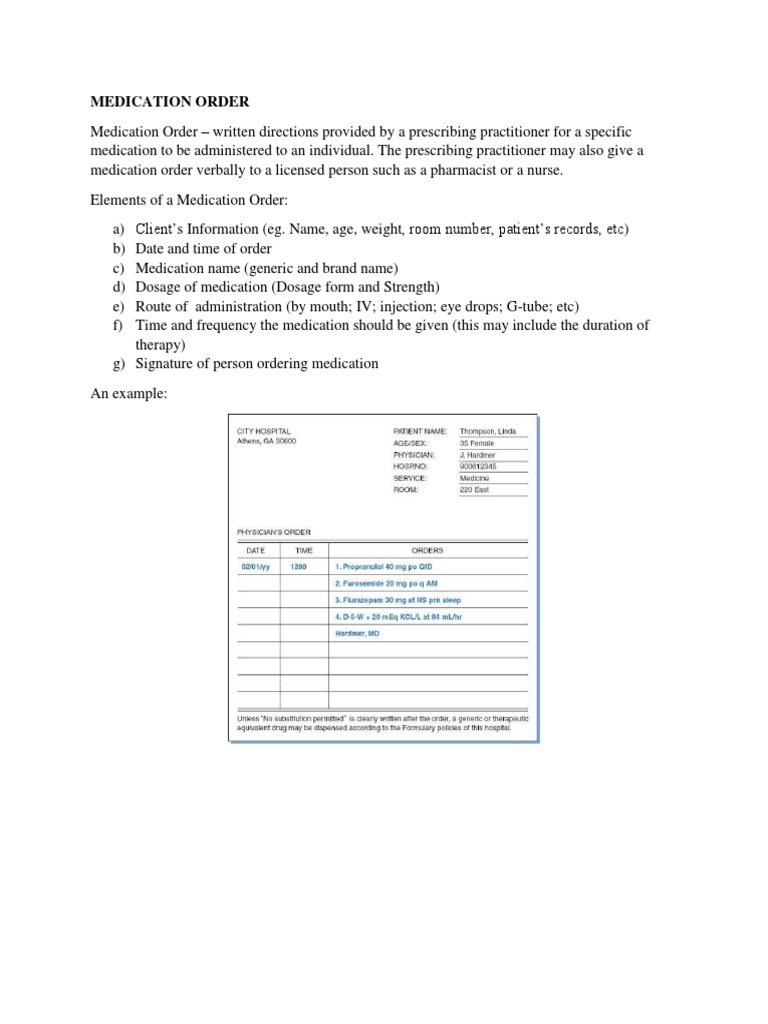 Medication Order | PDF | Drugs | Medicine