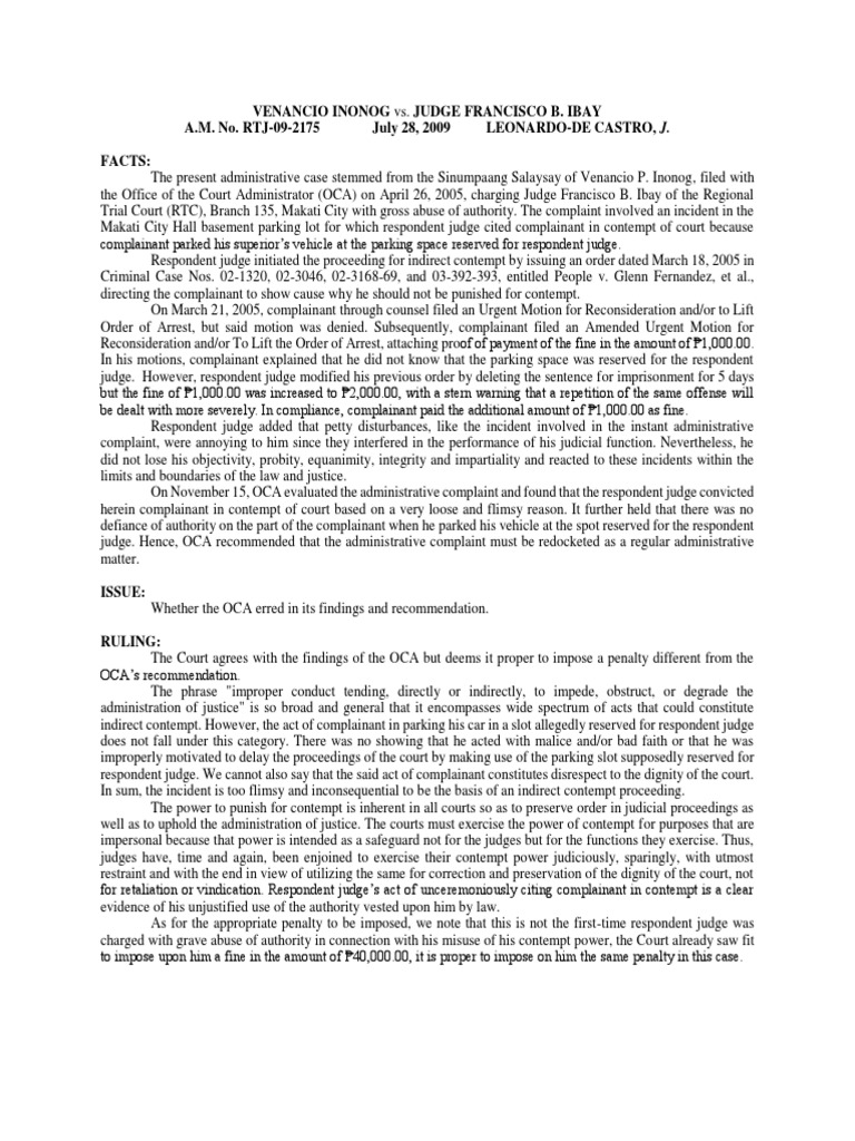 Inonog vs. Ibay | PDF | Contempt Of Court | Judge