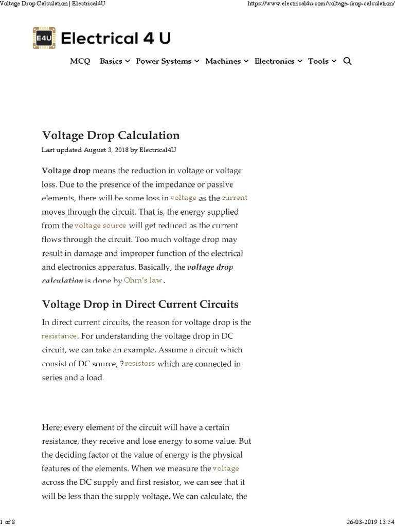 Potential Drop Calculation | PDF | Voltage | Electrical Network