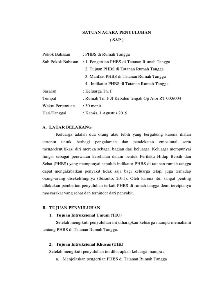 SAP PHBS Rumah Tangga | PDF