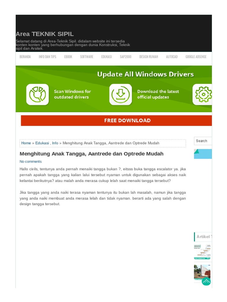 Menghitung Anak Tangga, Aantrede Dan Optrede Mudah - Area TEKNIK SIPIL ...