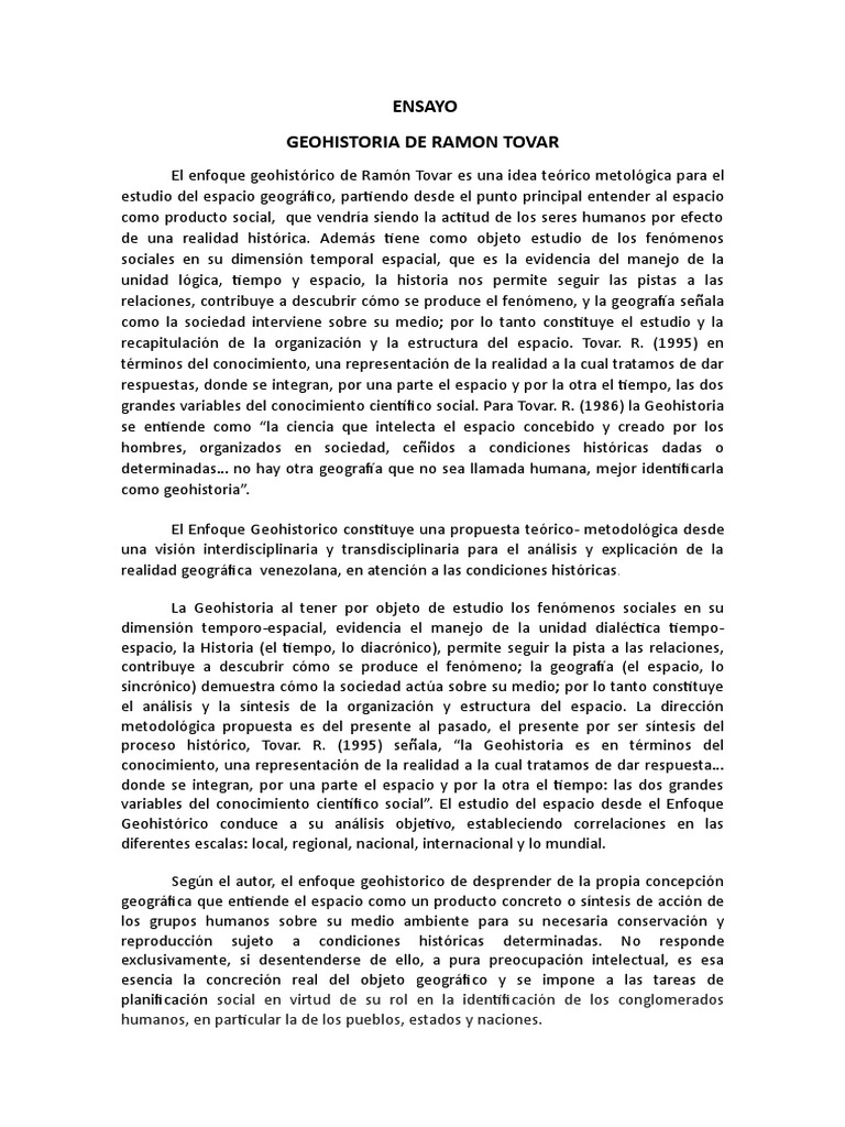 Enfoque Geohistórico de Ramón Tovar | PDF | Geografía | Science