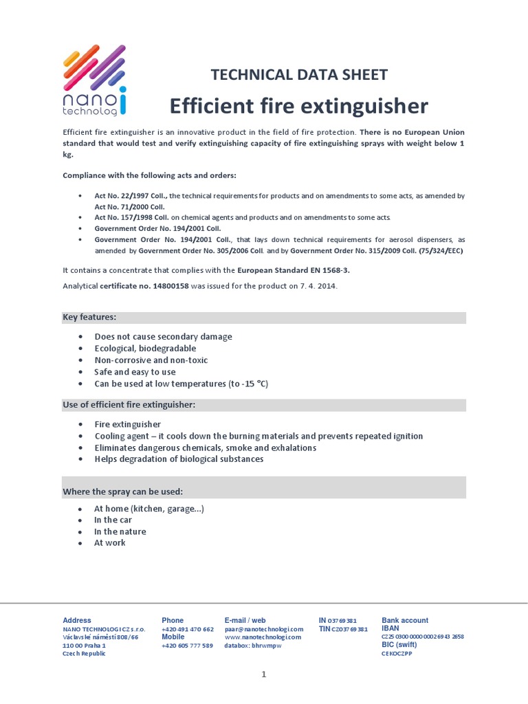 TDS Efficient Fire Extinguisher PDF | PDF | Fires | Biodegradation