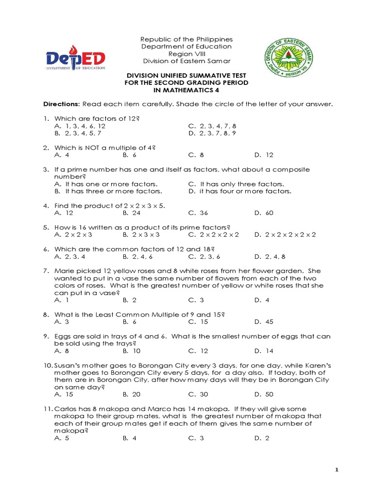 Grade 4 Second Periodical Test | PDF | Numbers | Teaching Mathematics