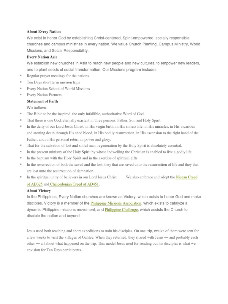 About Every Nation: Nicean Creed of AD325 Chalcedonian Creed of AD451 ...