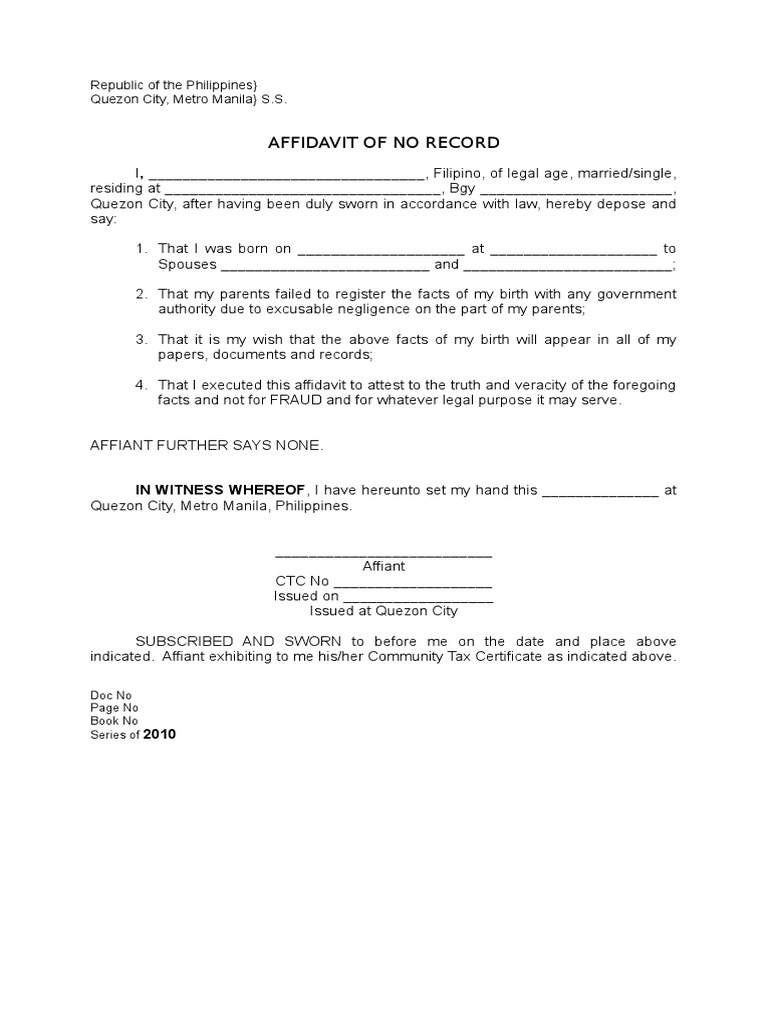 Affidavit No Record | PDF