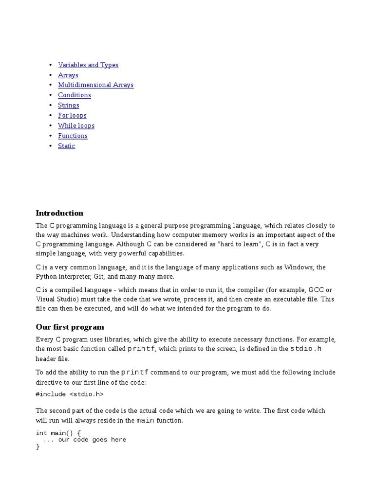 C Module Pdf Array Data Structure C Programming Language