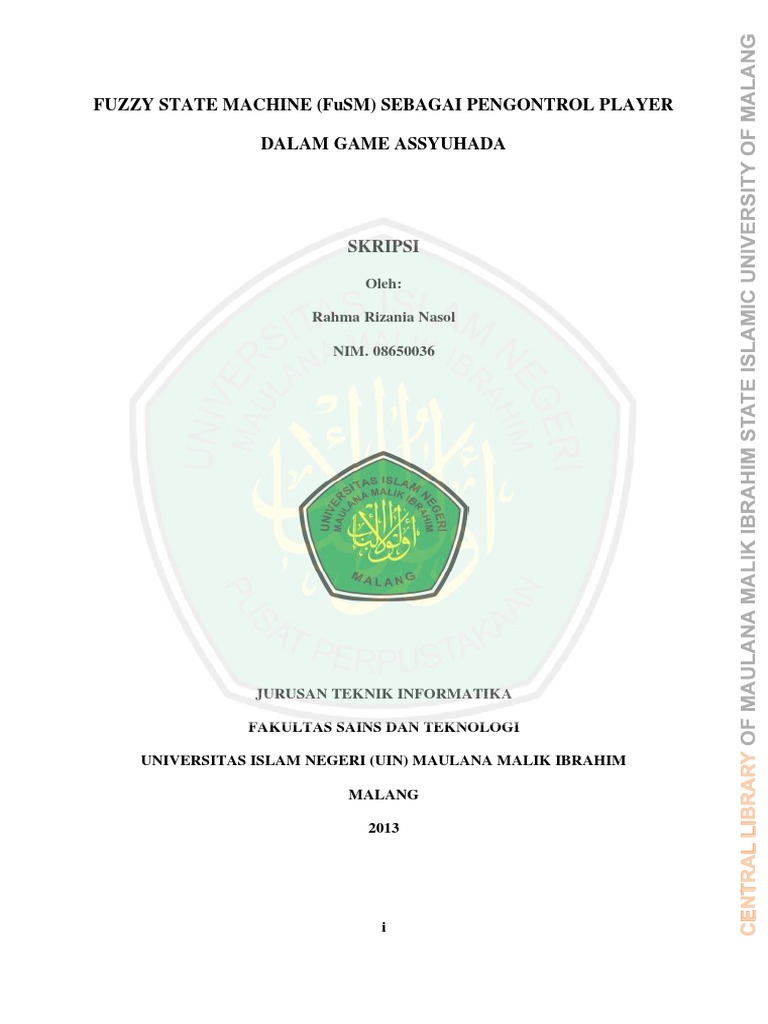 Fuzzy State Machine (Fusm) Sebagai Pengontrol Player Dalam Game ...