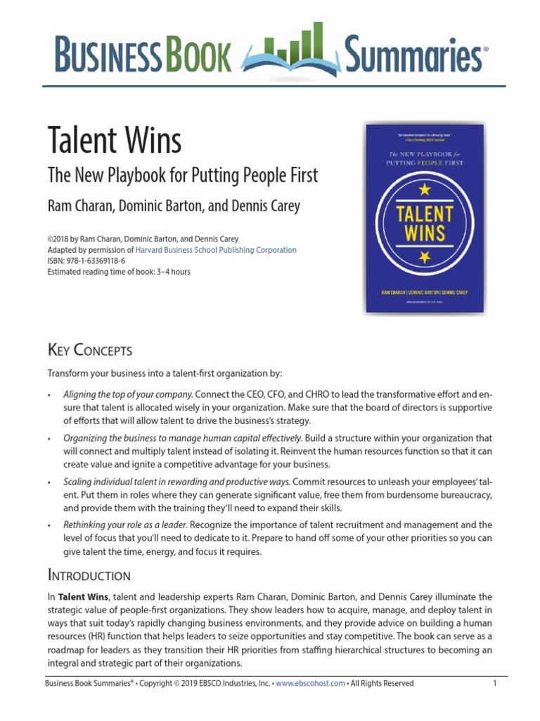 Talent Wins by Ram Charan, Dominic Barton, and Dennis Carey | PDF ...