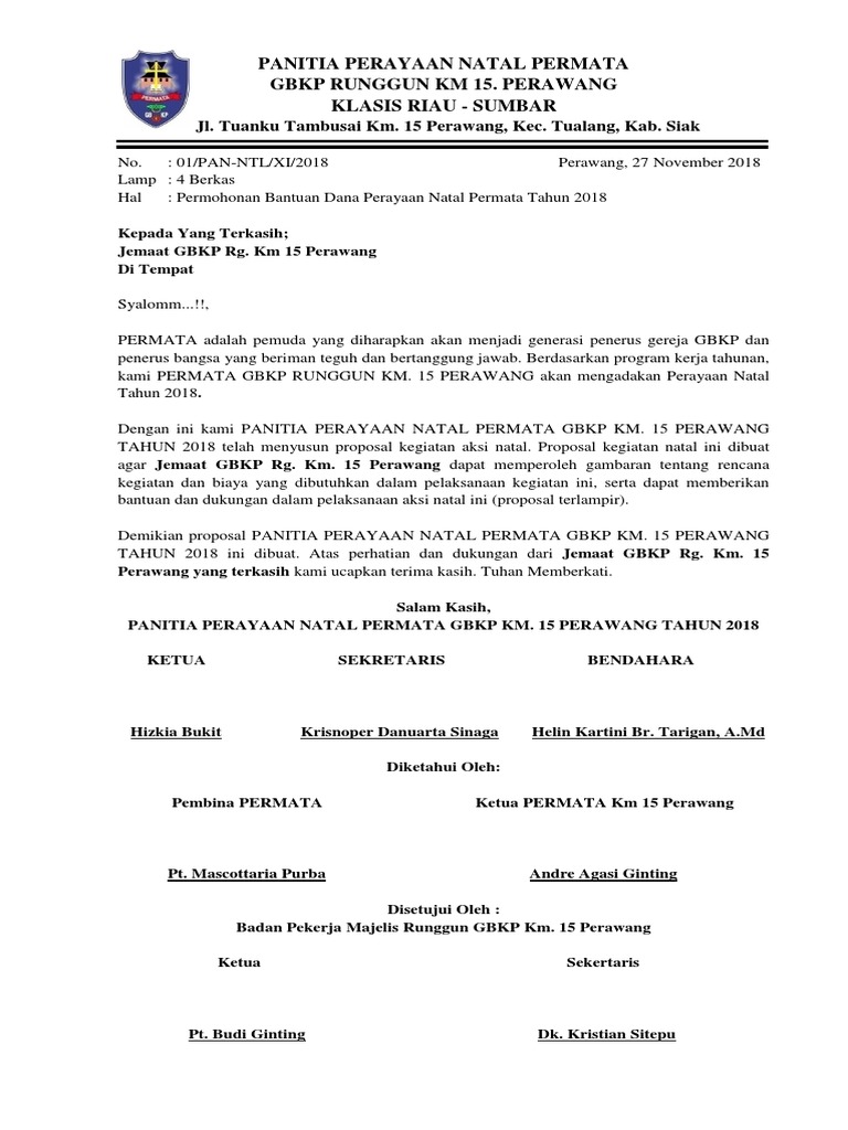 Contoh Proposal Natal Permata Tahun 2018 | PDF