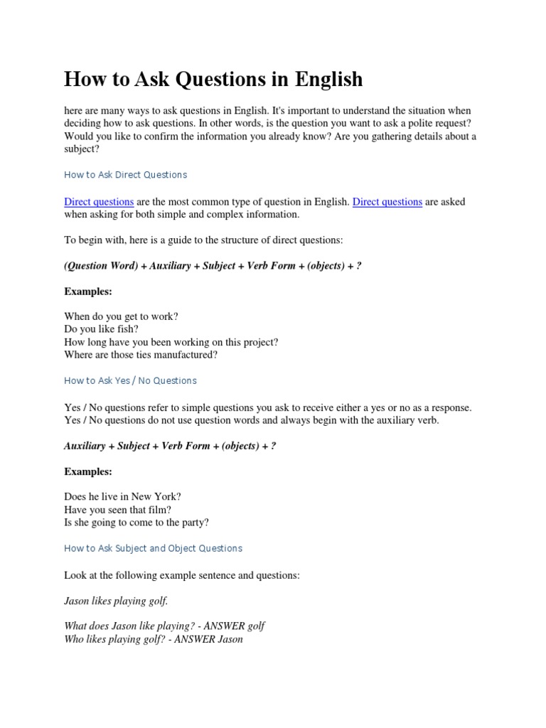 How to Formulate Questions in English | PDF | Question | English Language