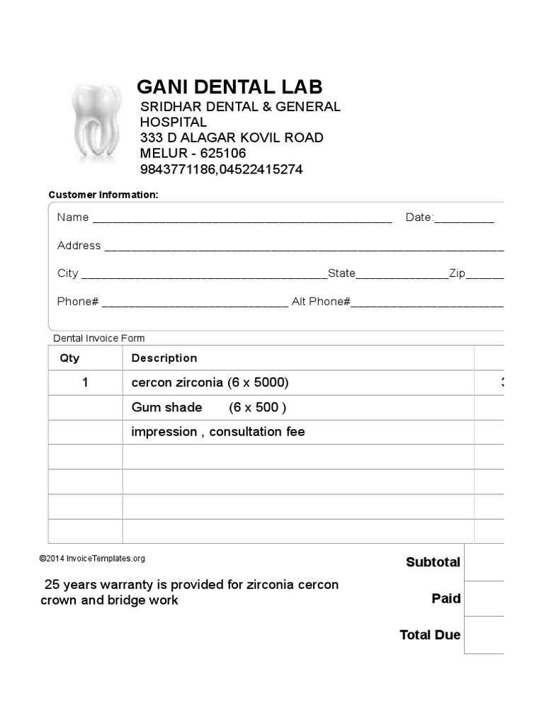 Dental Invoice | PDF