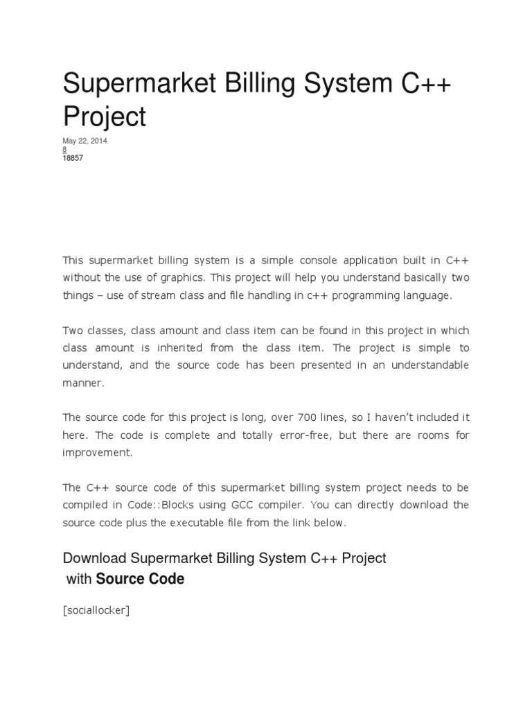 Supermarket Billing System C++ Project | PDF | C++ | Source Code