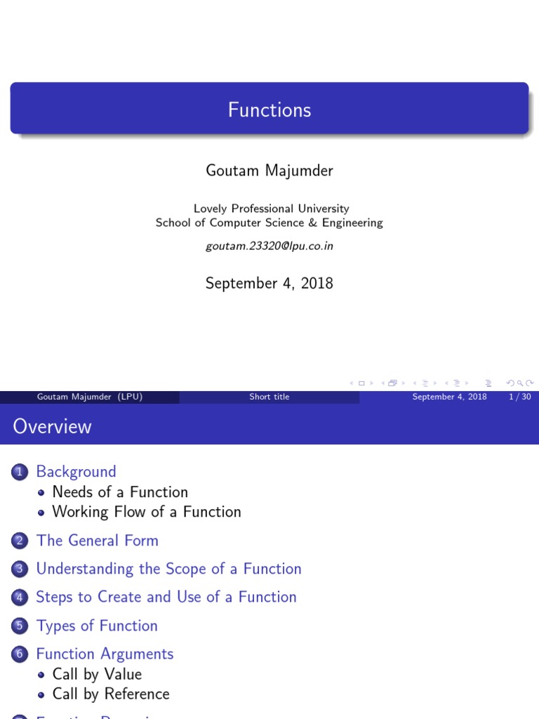 Functions Goutam Majumder Pdf Parameter Computer Programming Subroutine