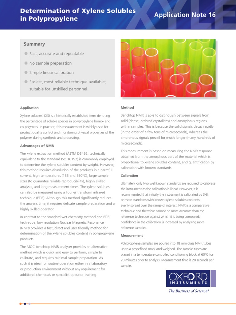 16 Xylene Solubles in Polypropylene | PDF | Nuclear Magnetic Resonance ...