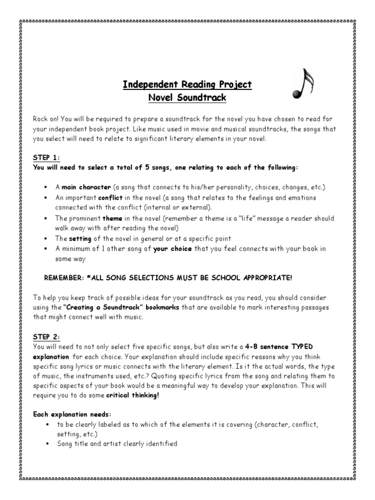 Student Novel Soundtrack Project | PDF | Books | Emotions