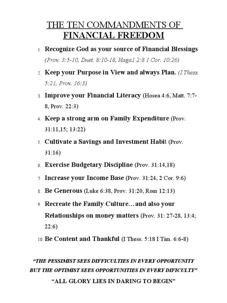 The Ten Commandments of Financial Freedom | PDF | Economies