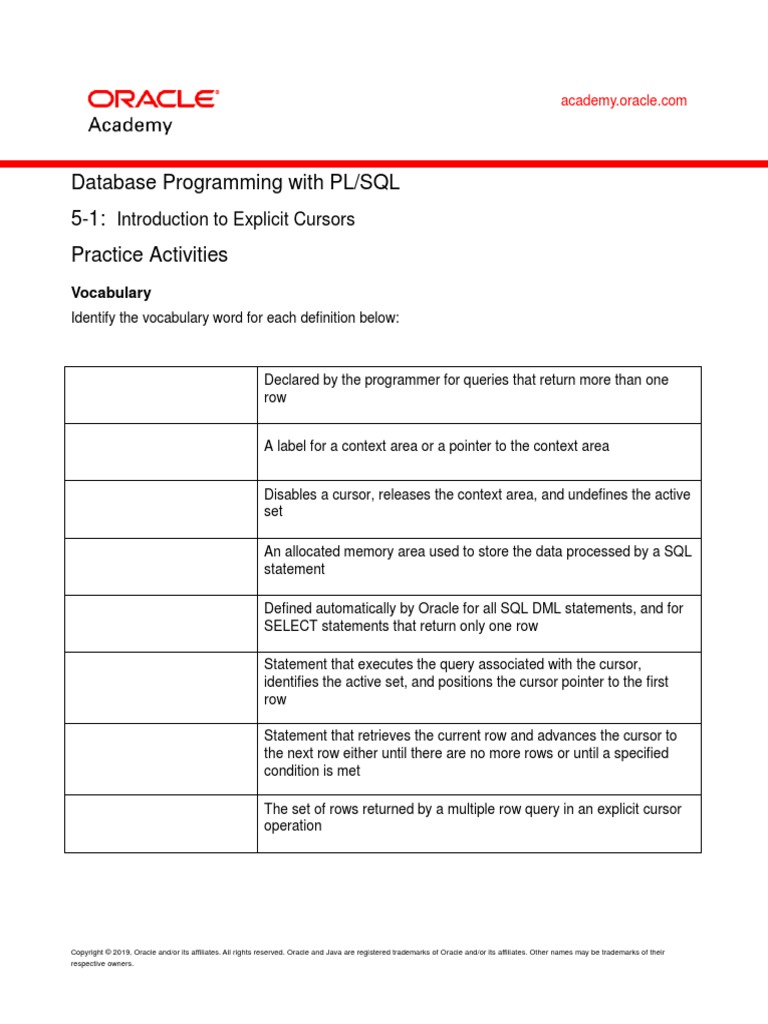 PLSQL 5 1 Practice | PDF | Pl/Sql | Oracle Database