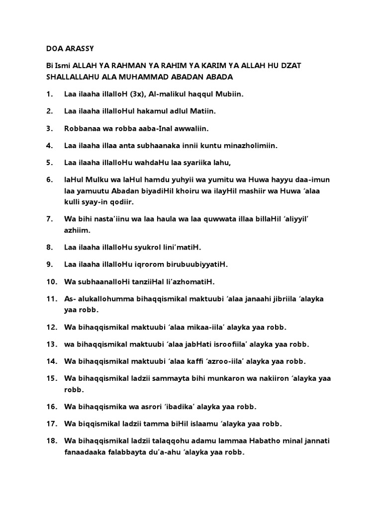 Doa Arasy | PDF