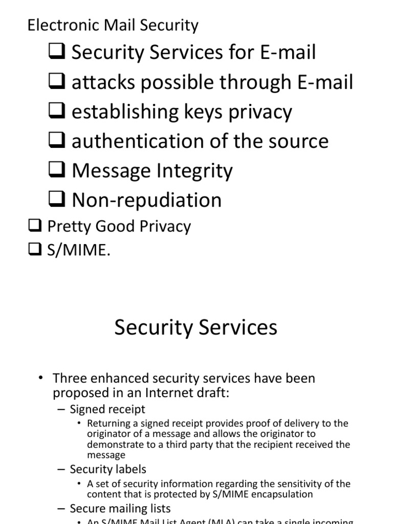 Security Services For E-Mail Attacks Possible Through E-Mail ...
