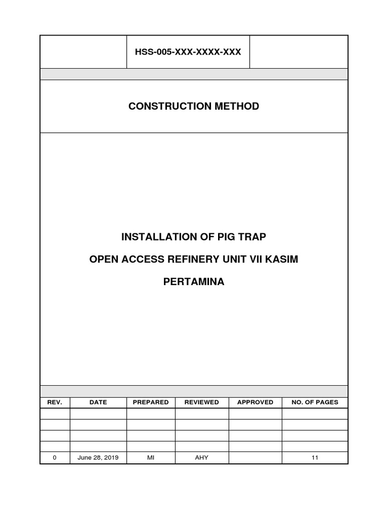 Construction Method For Installation of Pig Trap | PDF | Welding ...