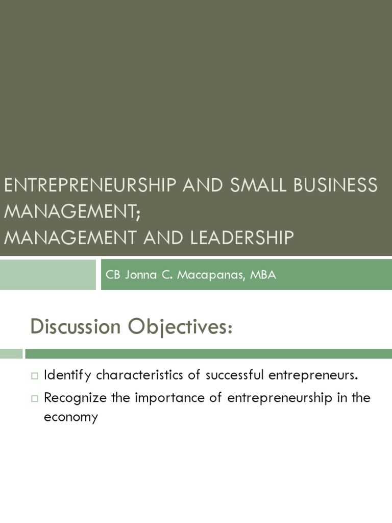 Entrepreneurship and Small Business Management | PDF | Entrepreneurship ...
