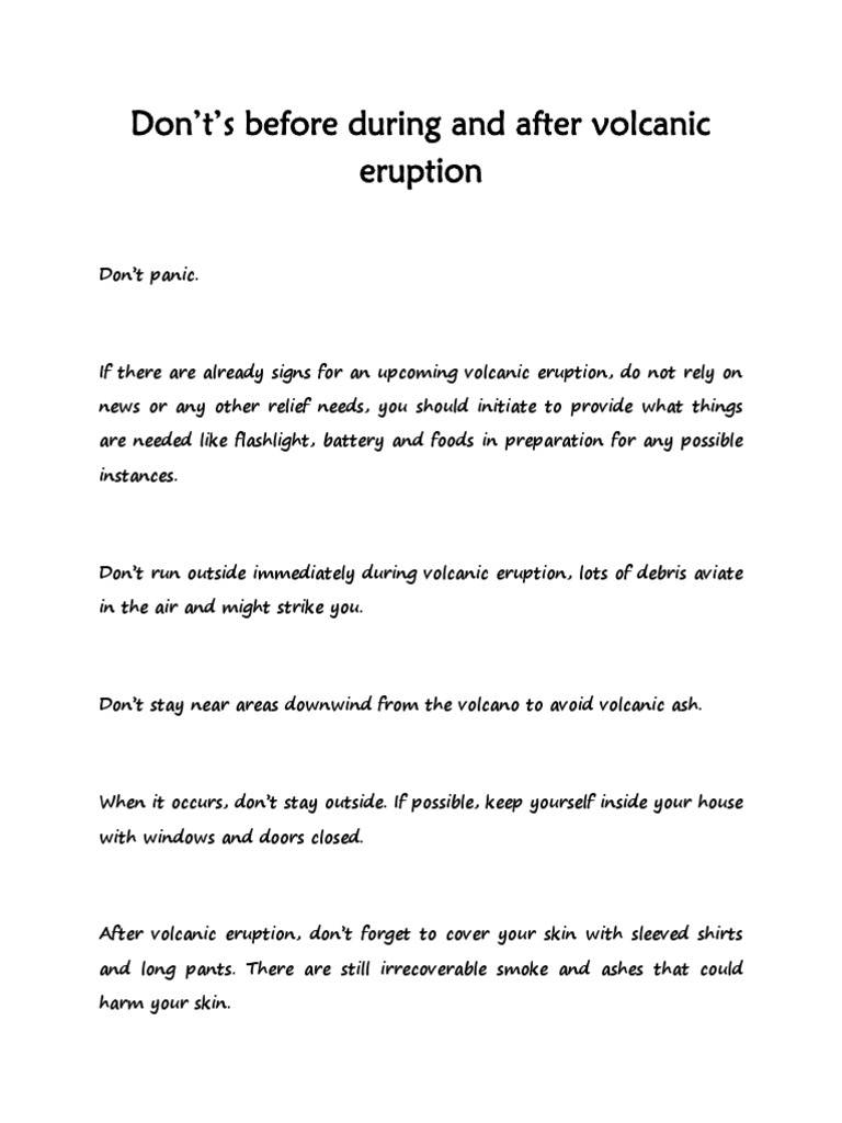Volcanic Eruption Safety Tips | PDF