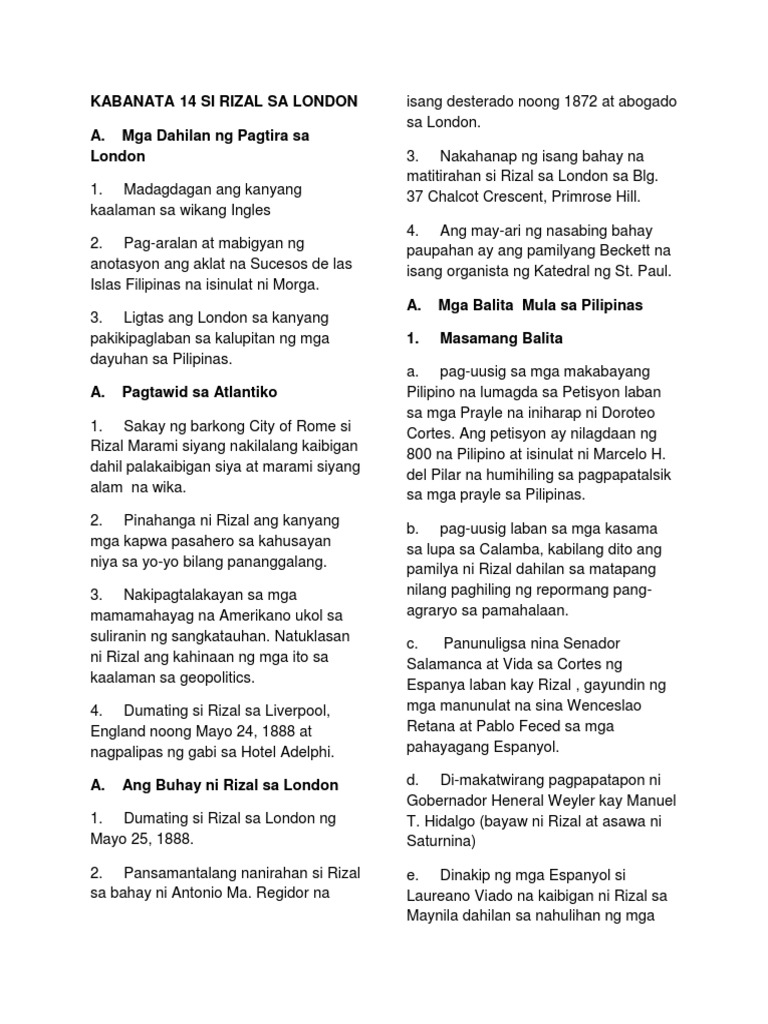Kabanata 14 Si Rizal Sa London | PDF