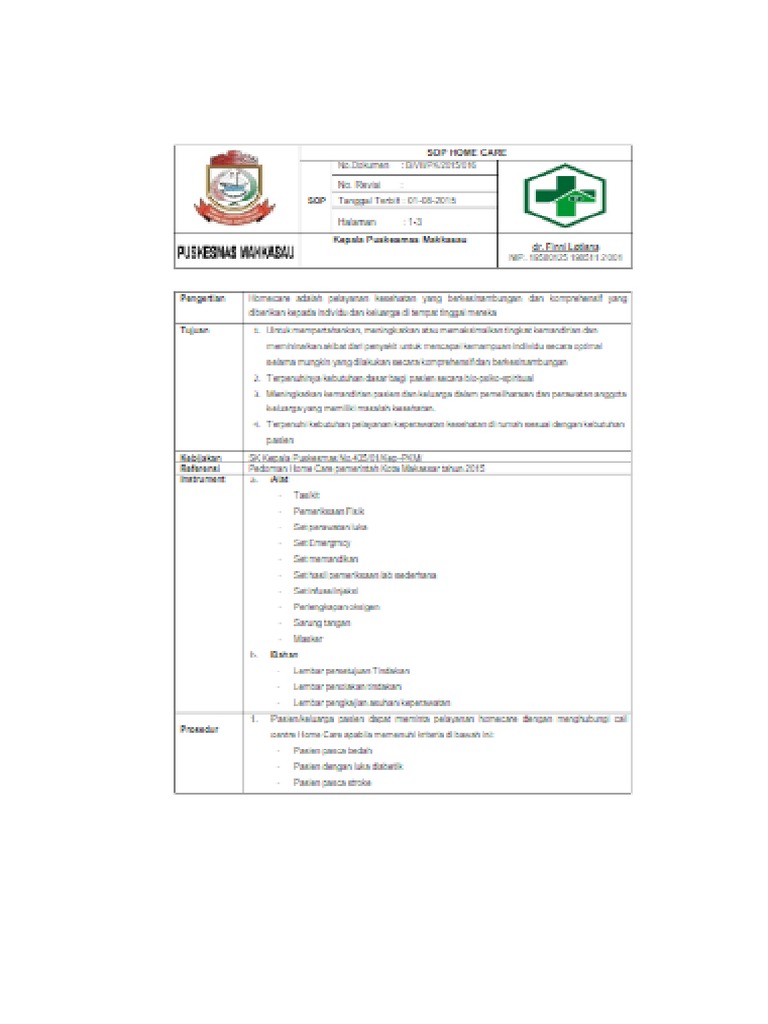 Sop Home Care