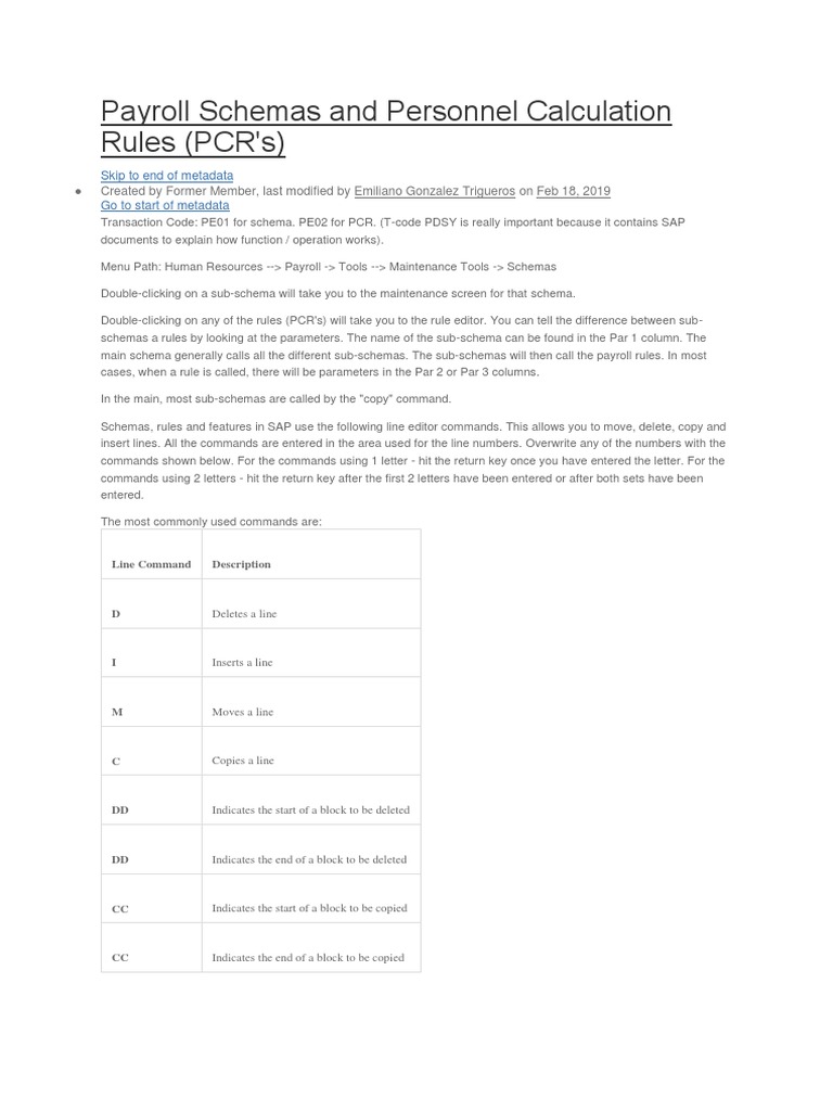 Payroll Schema and PCR Overview | PDF | Working Time | Payroll