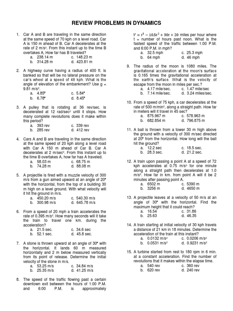 Dynamics | PDF | Acceleration | Speed