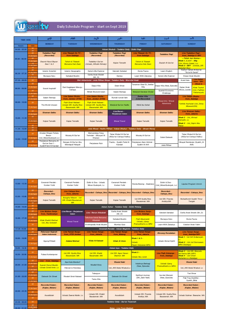 Daily Schedule TV Program 2019 | PDF | Religious Behaviour And ...