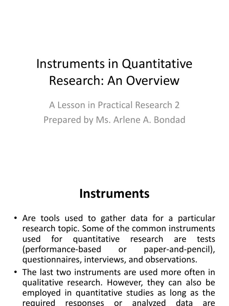 FINALS Instruments in Quantitative Research An Overview | Download Free ...