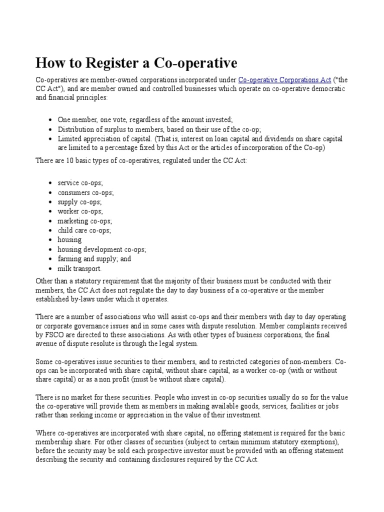 How To Register Cooperative | PDF | Cooperative | Securities (Finance)