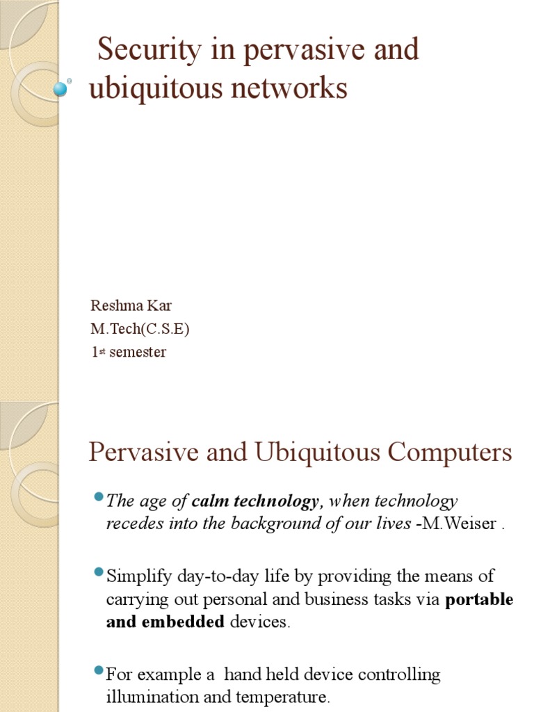 Security in Pervasive Networks | PDF | Computing | Science And Technology
