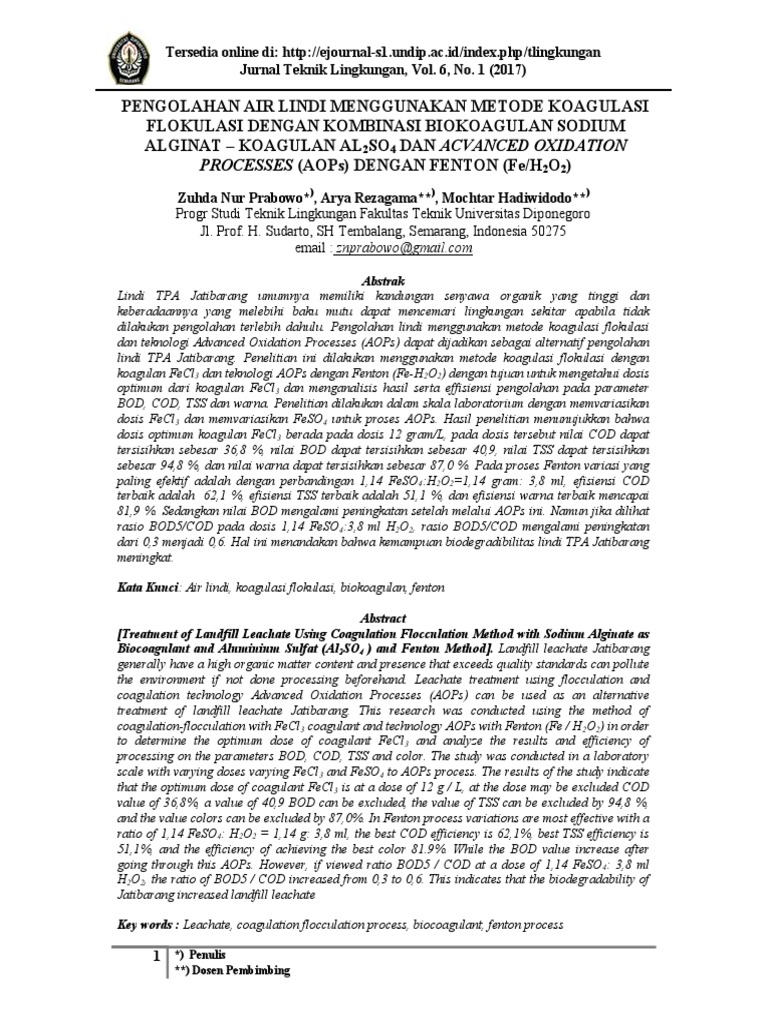 ID Pengolahan Air Lindi Menggunakan Metode | PDF