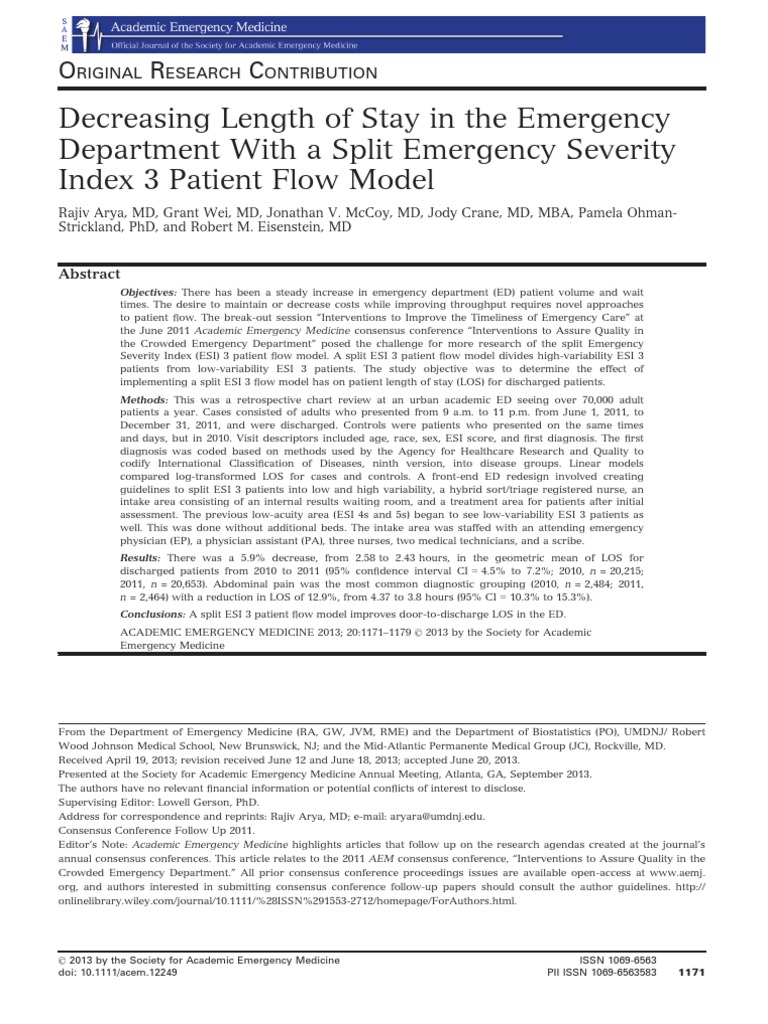 Decreasing Length of Stay in The Emergency Department With A Split ...