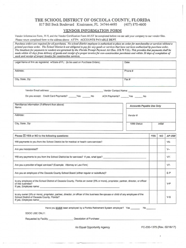 Vendor Packet New | PDF