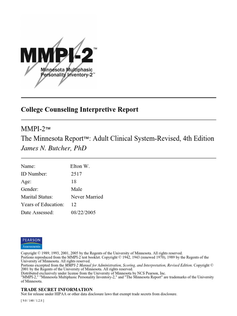 MMPI 2 Interpretation Report Sample | PDF | Positive Psychology ... MMPI 2 Interpretation Report Sample | PDF | Positive Psychology ...