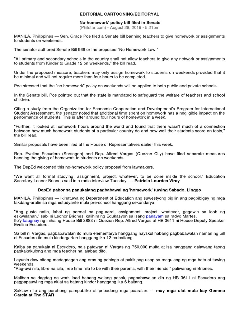 No Homework Policy | PDF | Homework | Education Policy