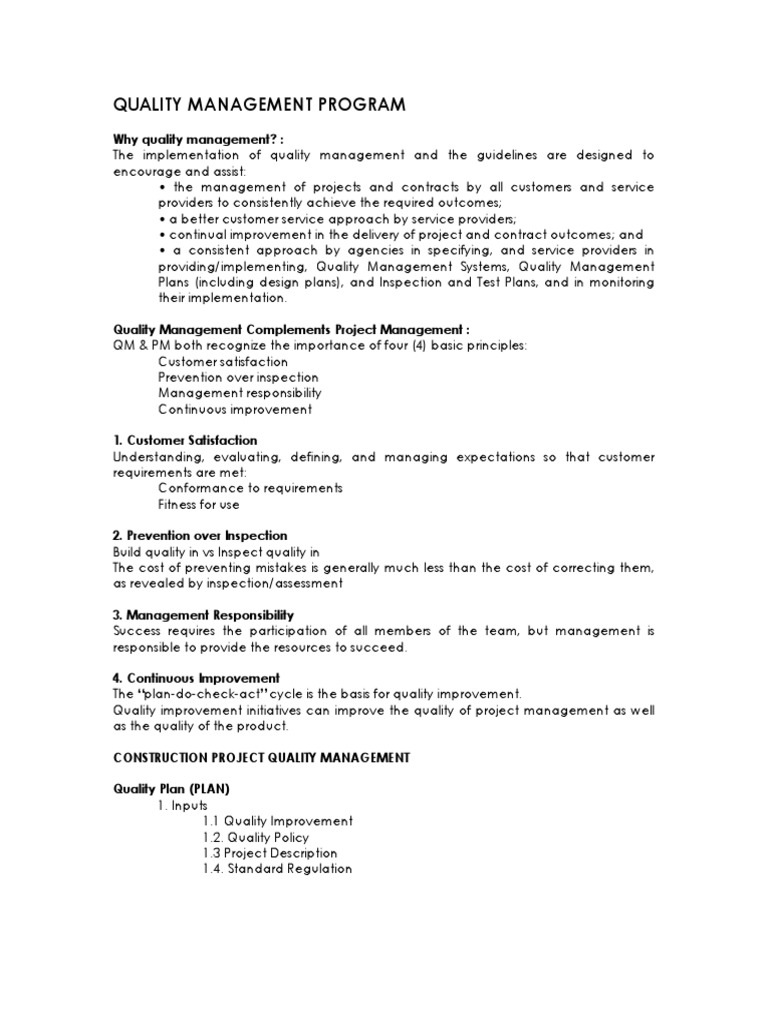 Quality Management Program | PDF | Quality Assurance | Quality Management