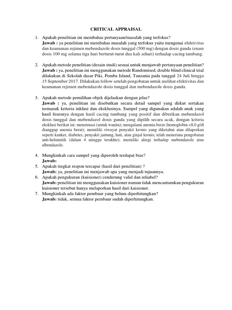 Critical Appraisal | PDF