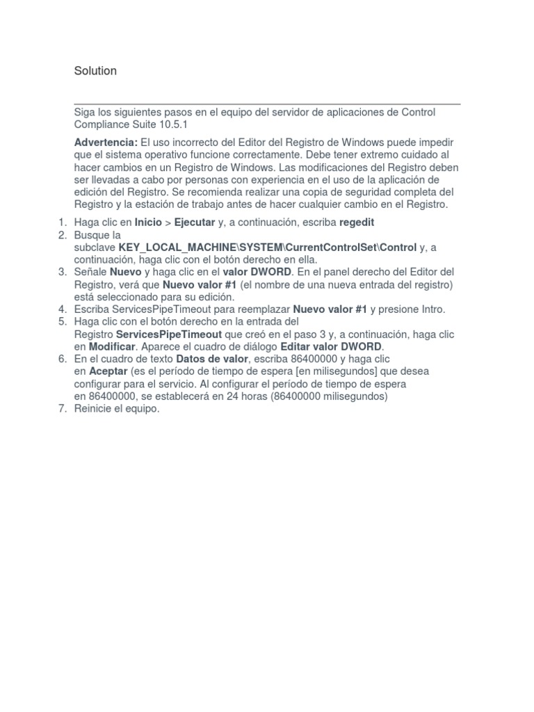 Ajustar ServicesPipeTimeout en Windows | PDF | Finanzas y dinero ...
